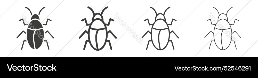 Cockroach icon set on white background Royalty Free Vector