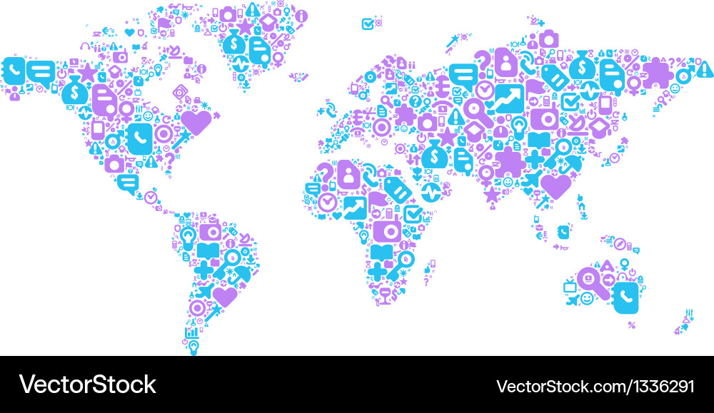 Colorful World Map Icon Set Royalty Free Vector Image