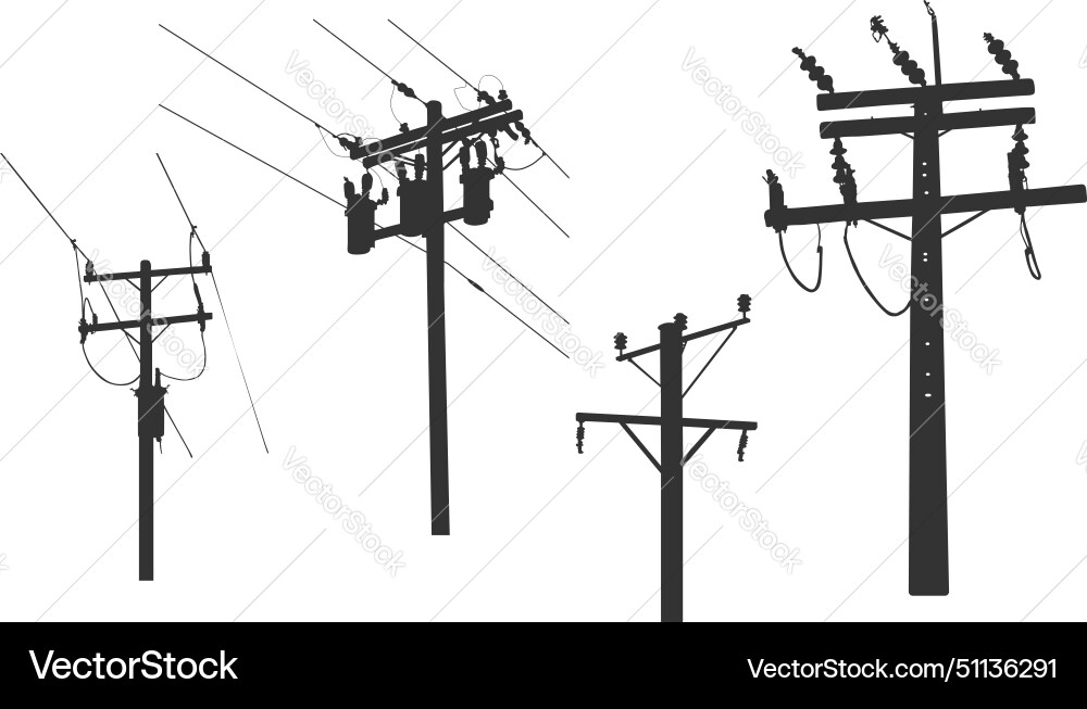 Electric pole silhouette utility pole silhouette Vector Image