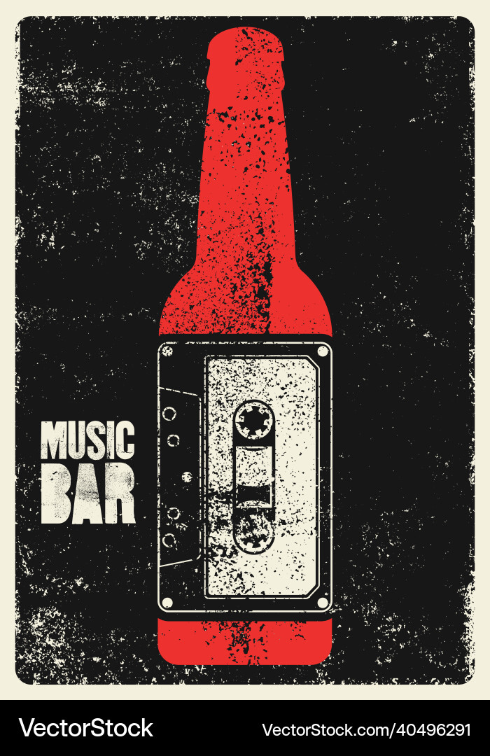 Music bar typographic grunge style poster design Vector Image