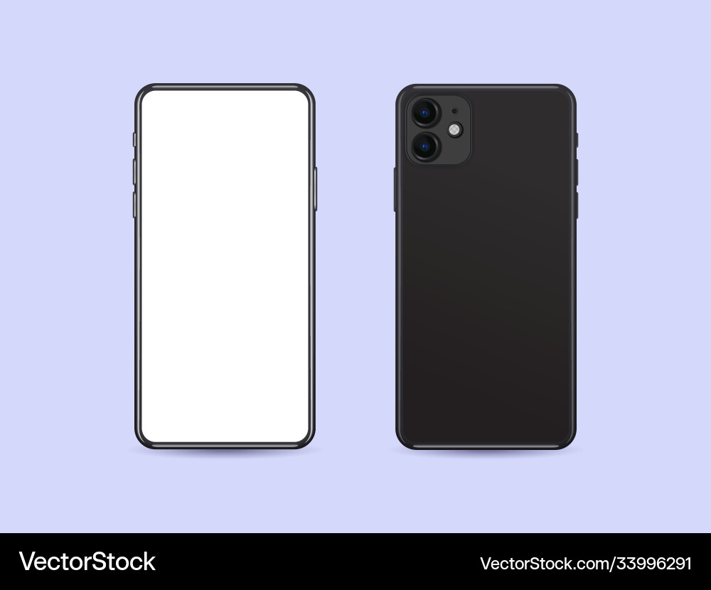 Phone mockup front and back side realistic black Vector Image