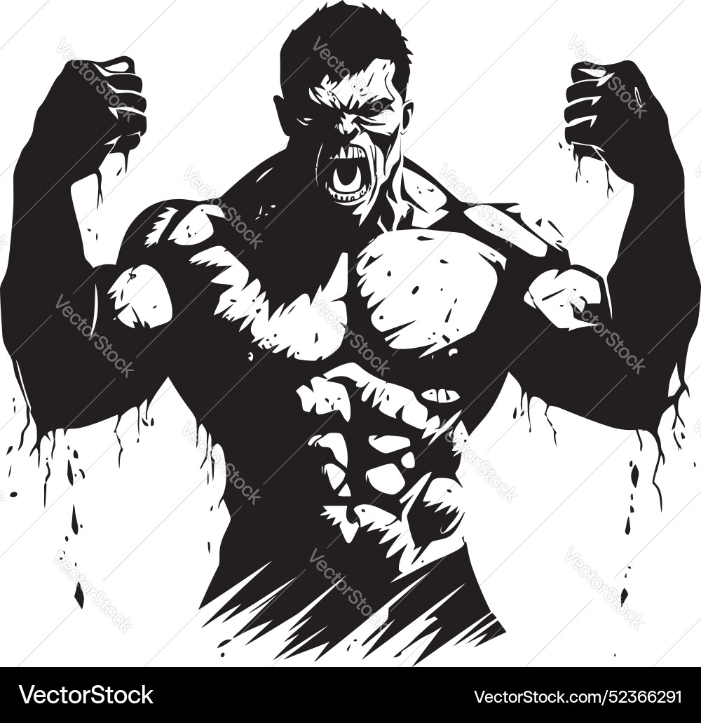 Zombie muscle forge emblematic risen bodybuilder Vector Image