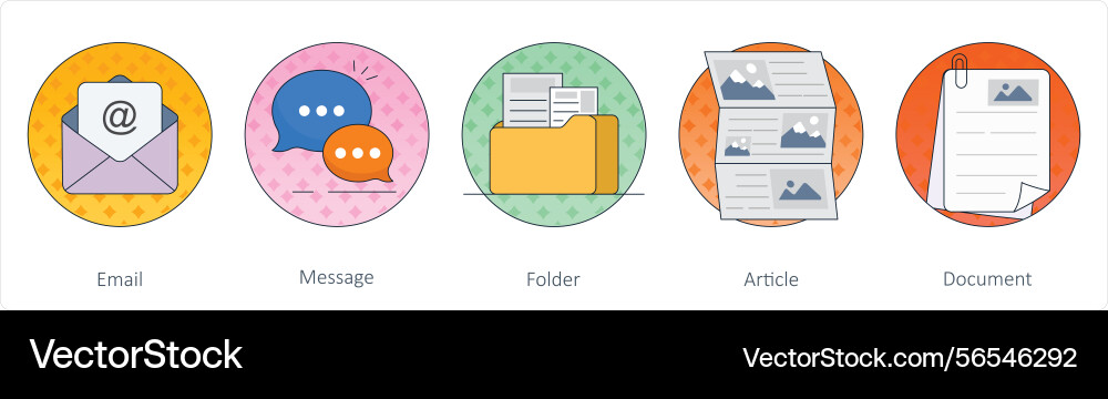 A set of 5 mix icons as email message folder Vector Image