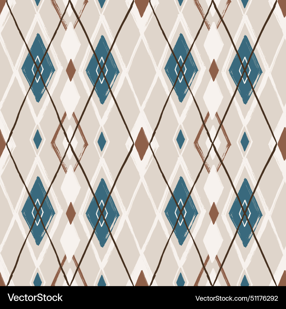 Argyle pattern from brush strokes diamond Vector Image