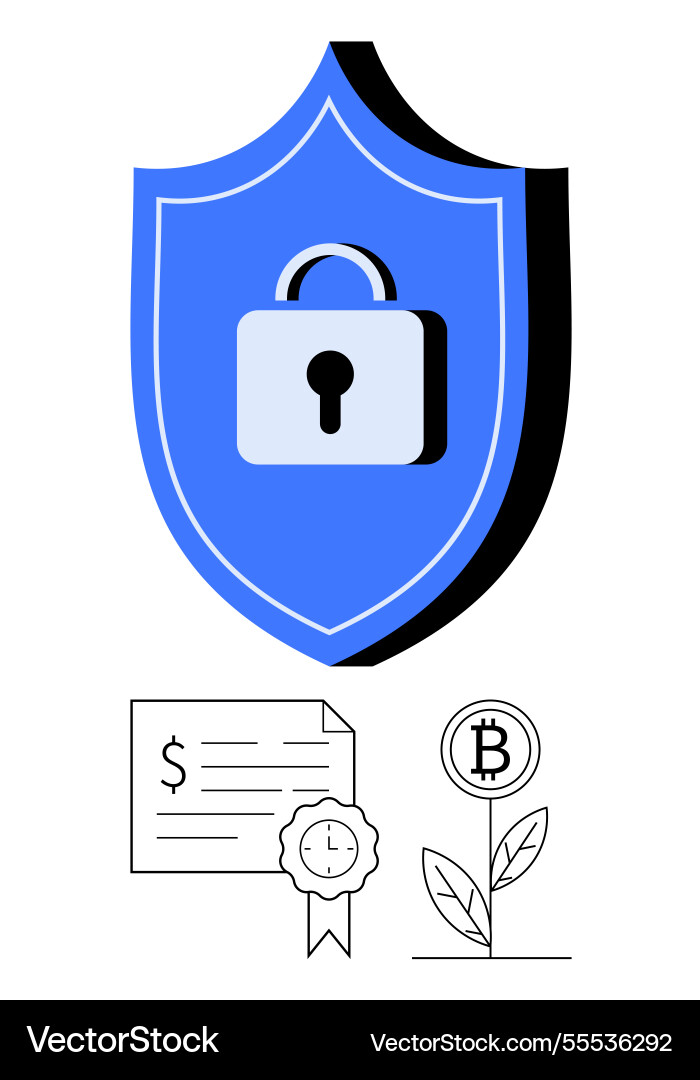 Digital security shield with padlock investment Vector Image