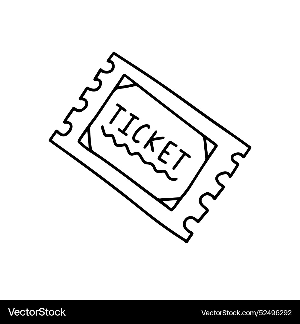 Doodle single hand drawn ticket isolated drawing Vector Image