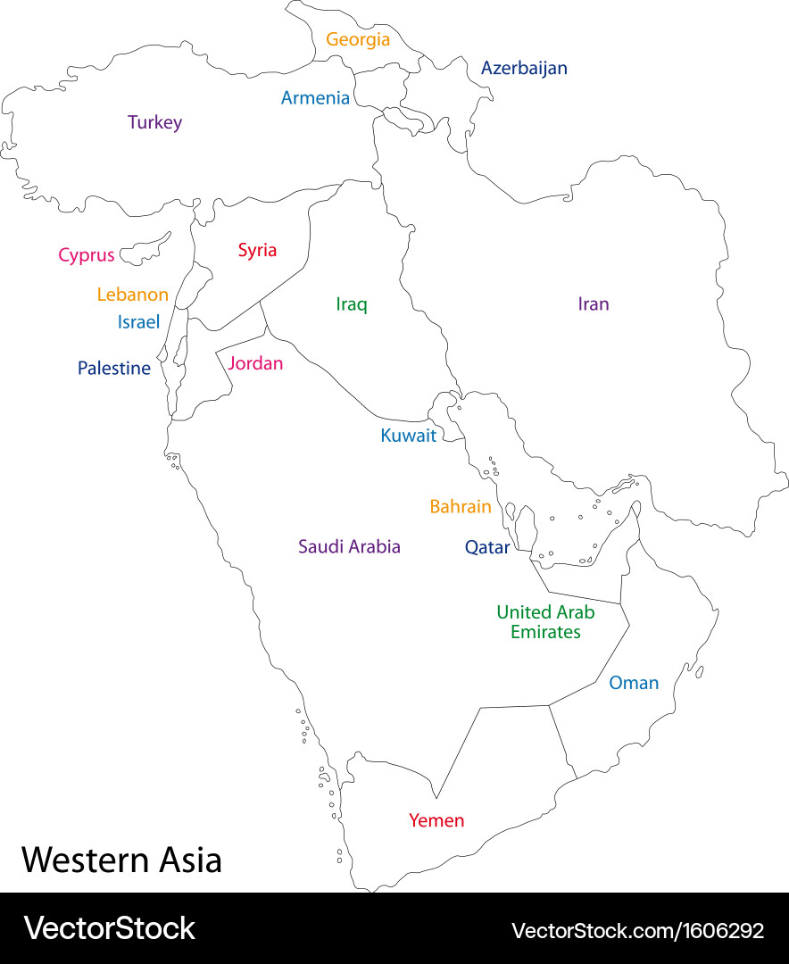 Outline western asia Royalty Free Vector Image