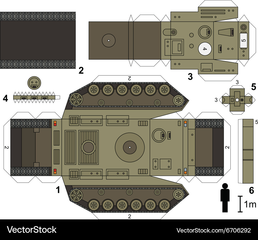 Paper model of a heavy tank Royalty Free Vector Image