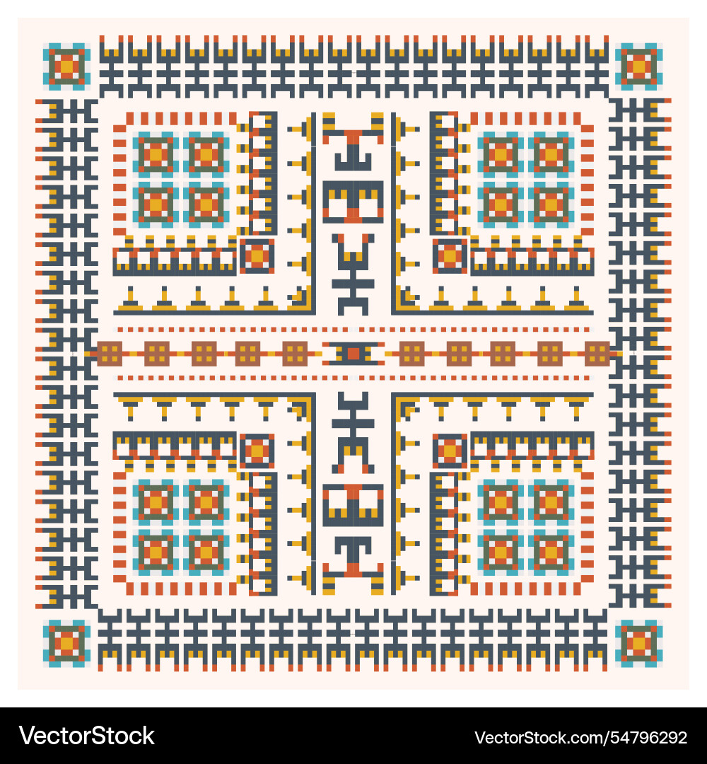 Pixelated tribal pattern scarf Royalty Free Vector Image