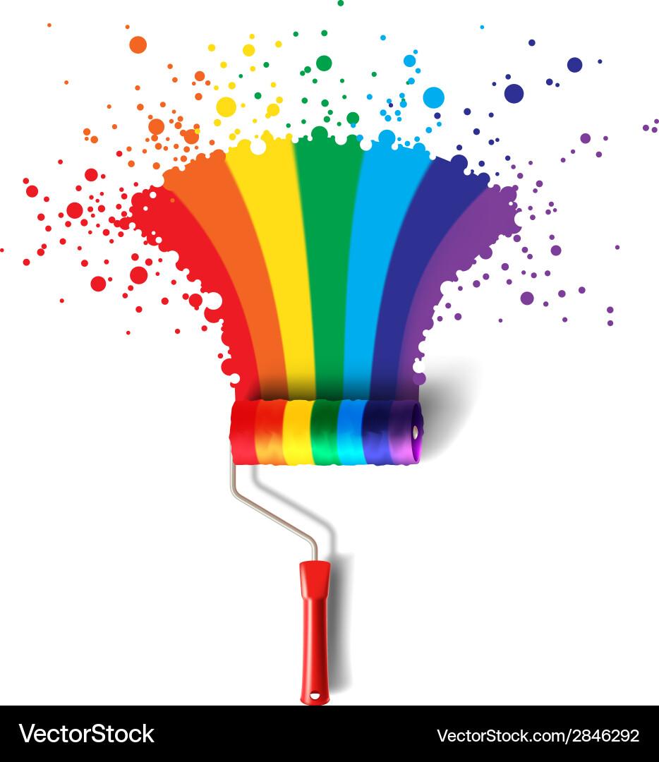Rainbow Splash Roller Brush Royalty Free Vector Image