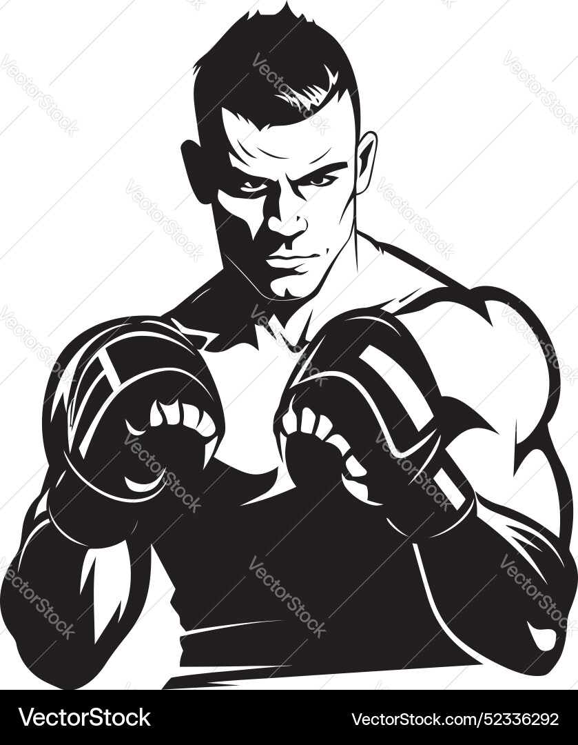 Ring champion emblematic silhouetted boxer punch Vector Image