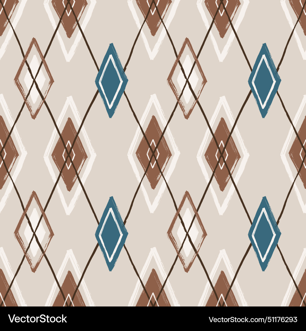 Argyle pattern from brush strokes diamond Vector Image