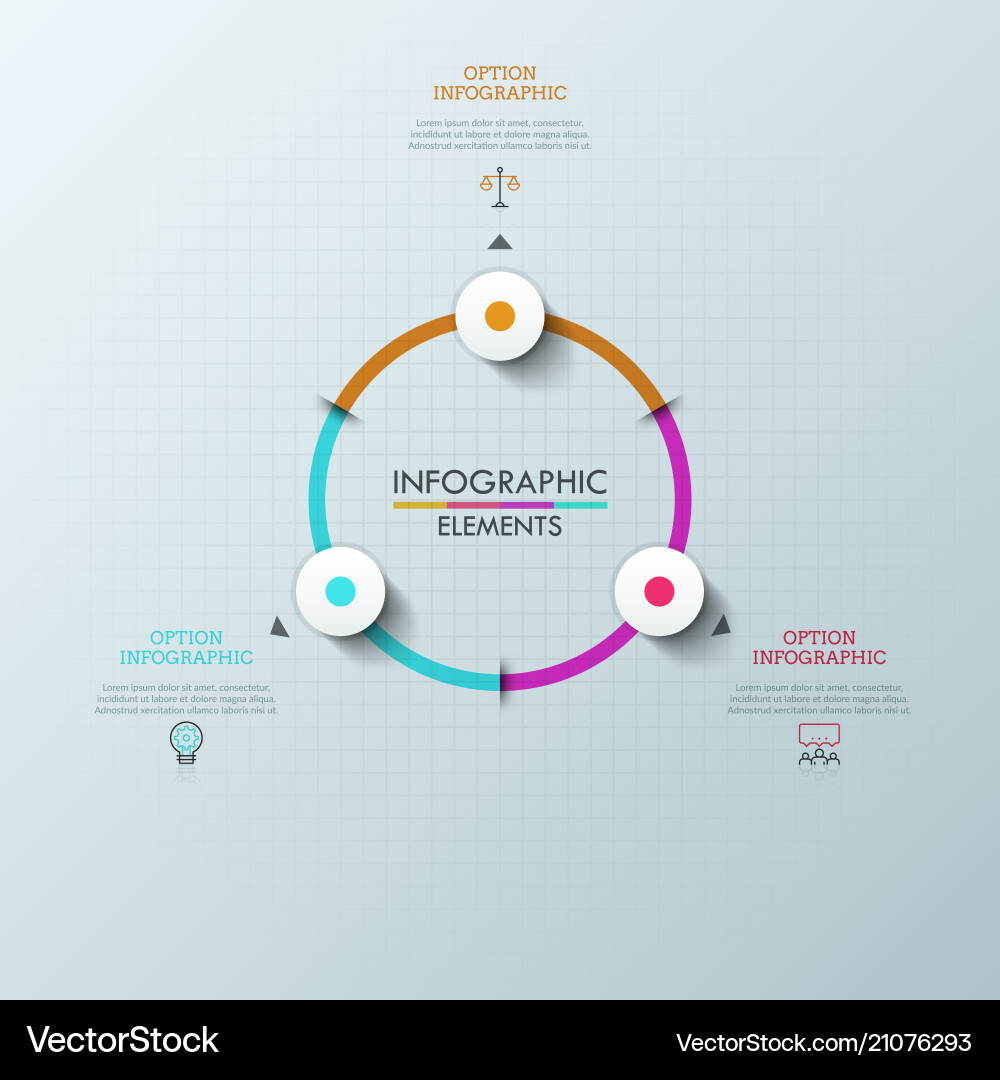 Circular chart with 3 round elements arrows Vector Image
