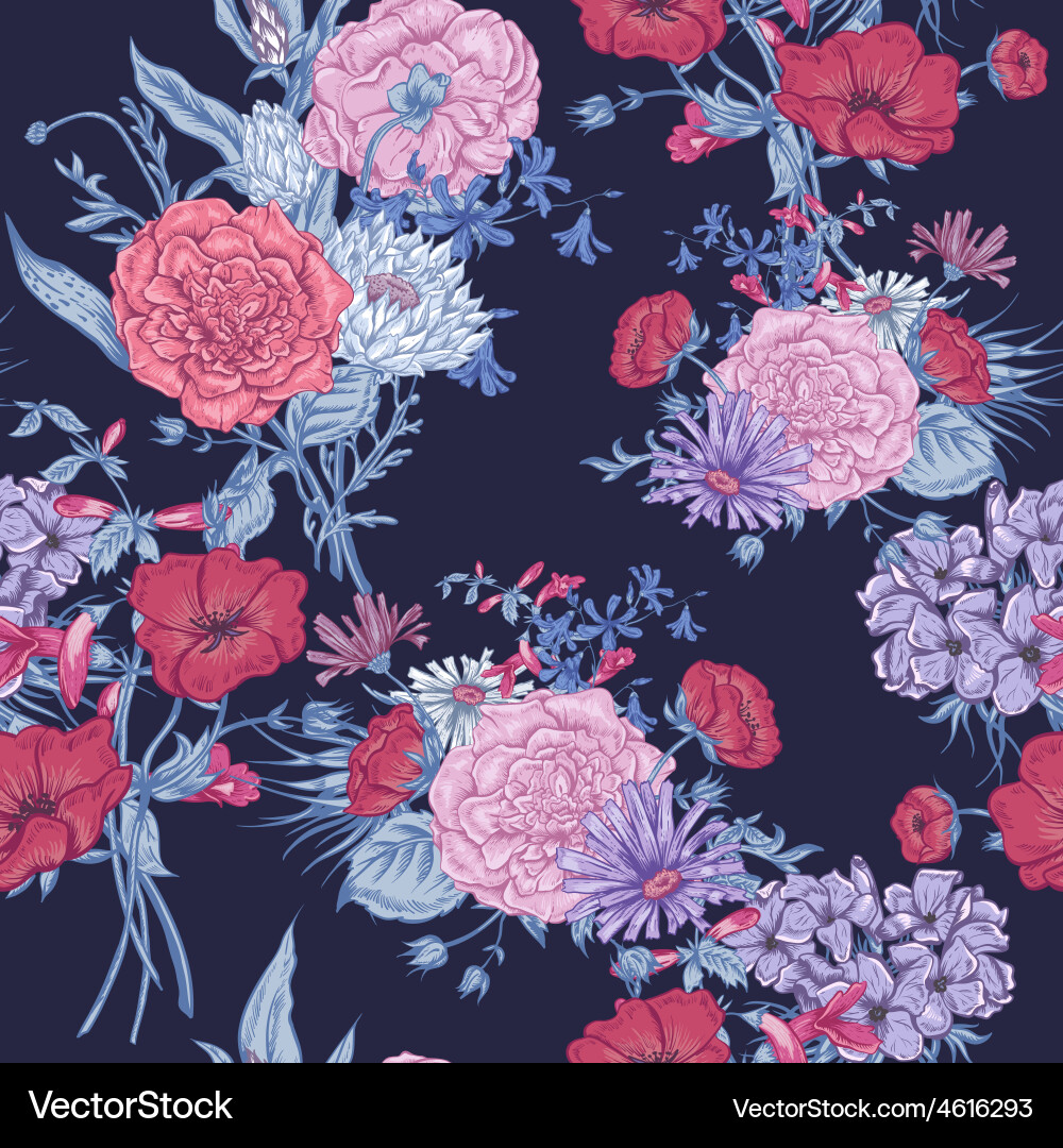 Gentle retro summer seamless floral pattern Vector Image