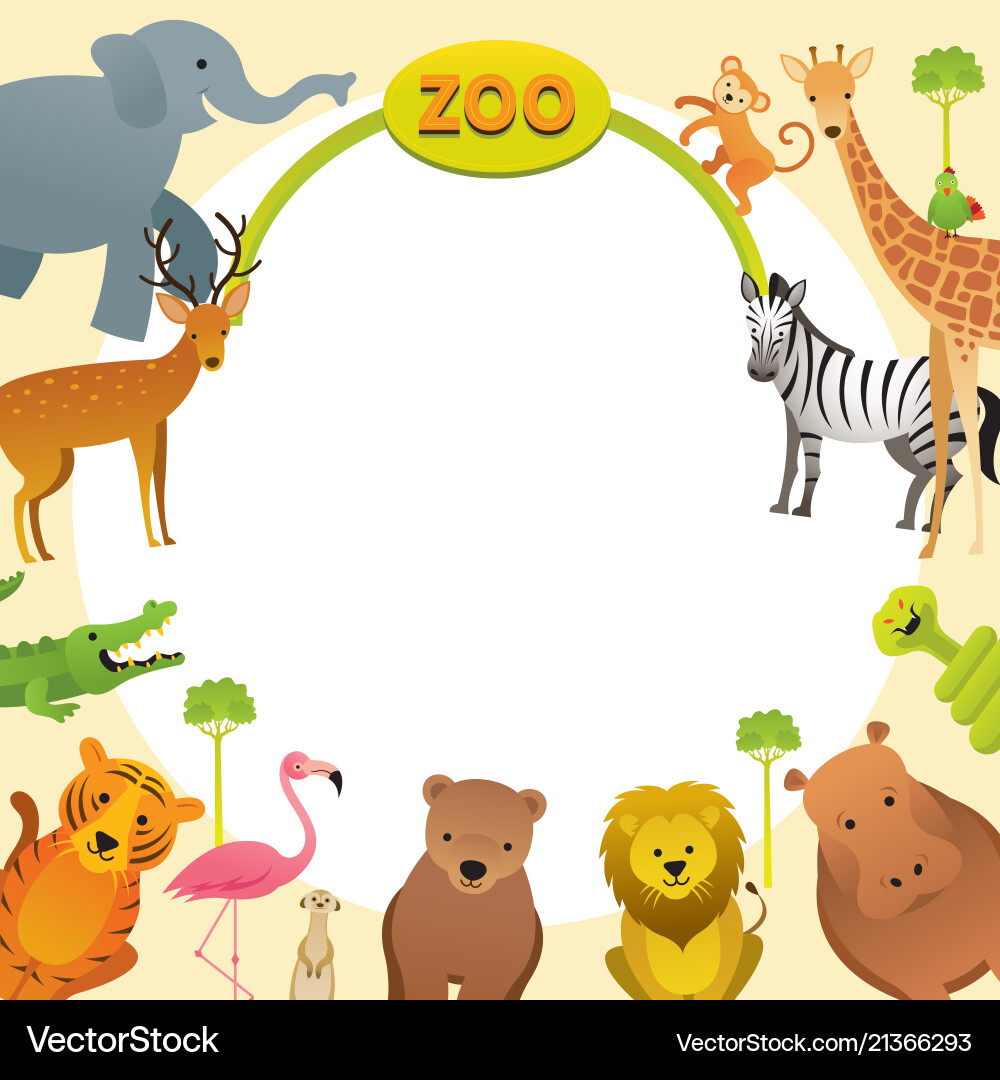 Group of wild animals zoo frame Royalty Free Vector Image