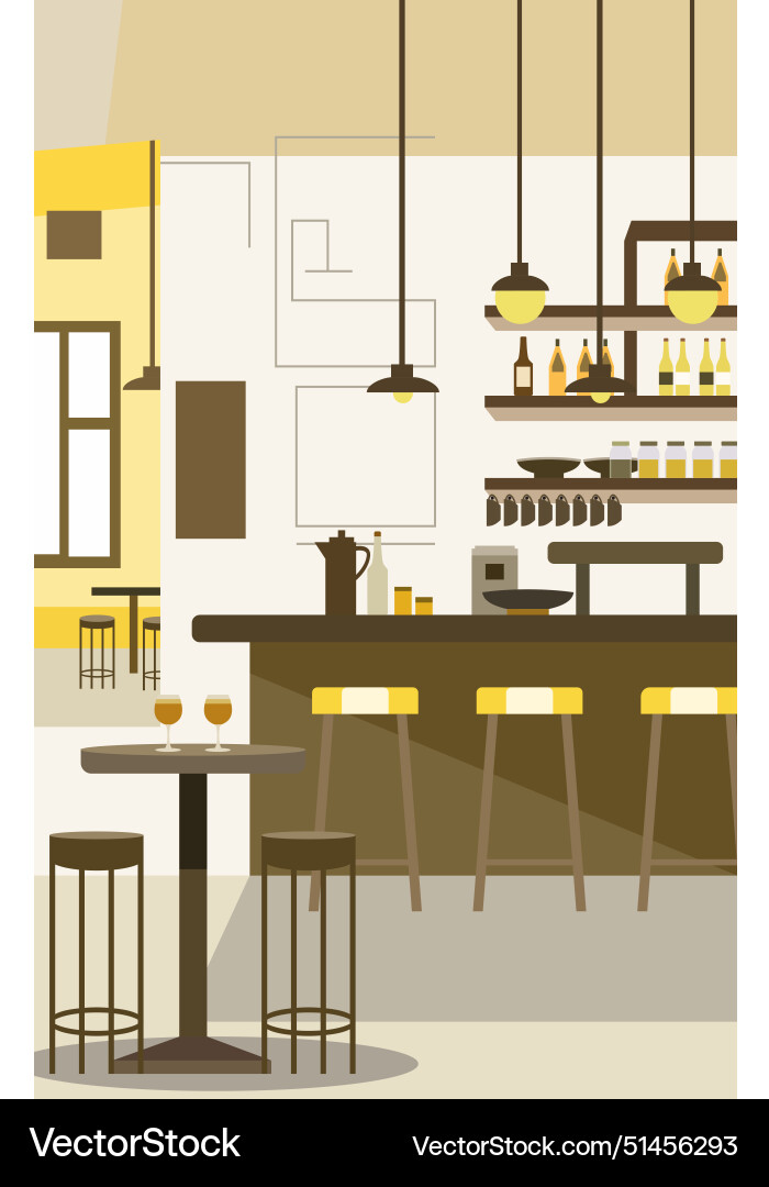 Indoor interior landscape in cafe restaurant Vector Image
