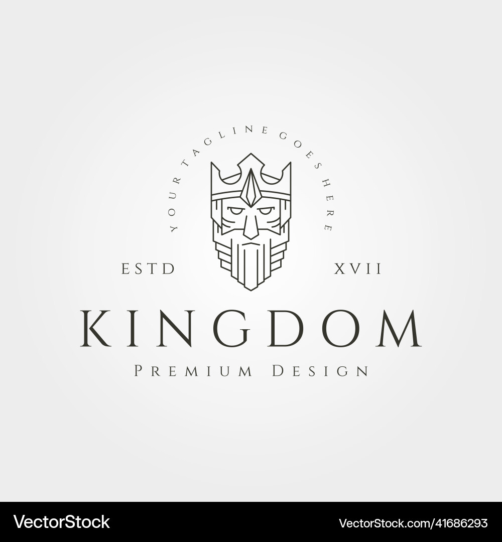 King logo line art symbol design with crown Vector Image