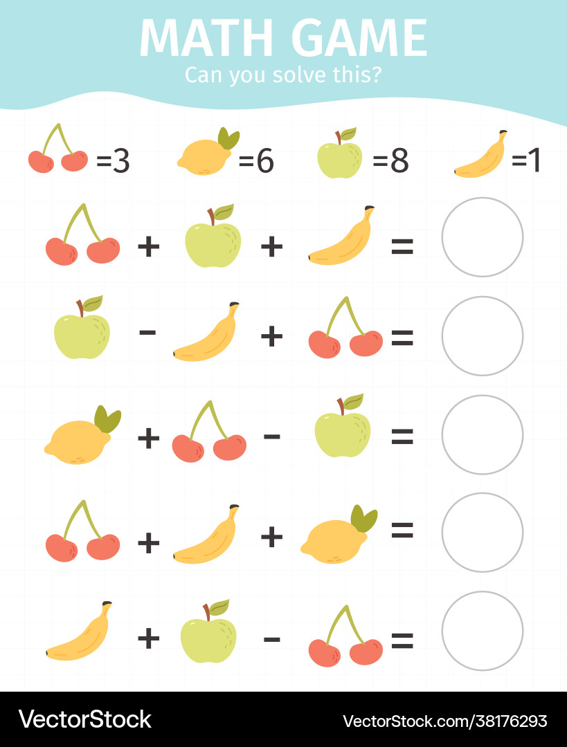 Mathematical kids game children educational Vector Image