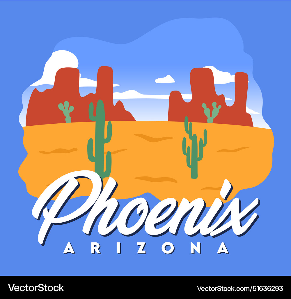 Phoenix arizona with beautiful views Royalty Free Vector