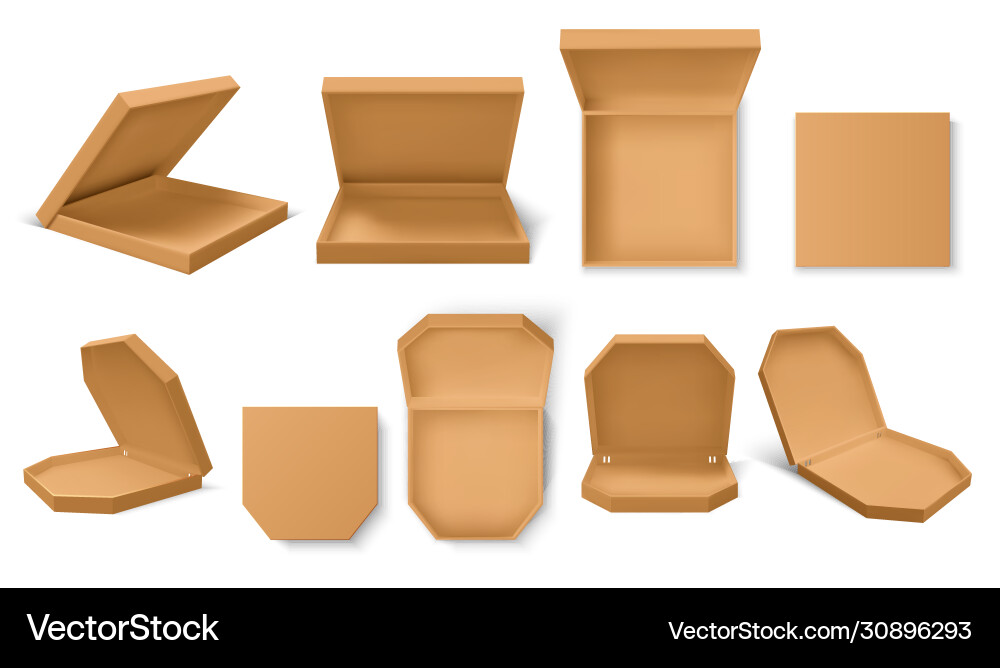 Pizza box realistic 3d craft food containers Vector Image