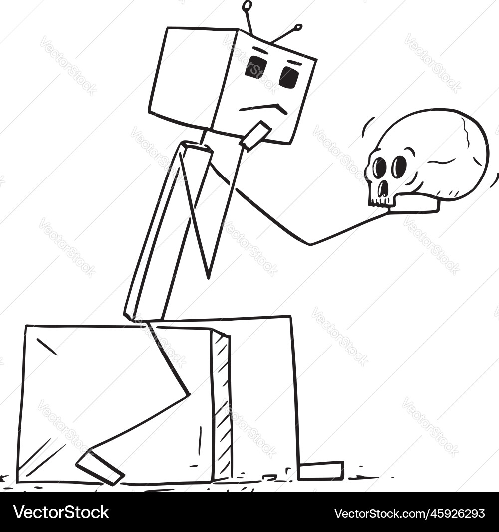 Robot with Human Skull - AI & Future Vector Image
