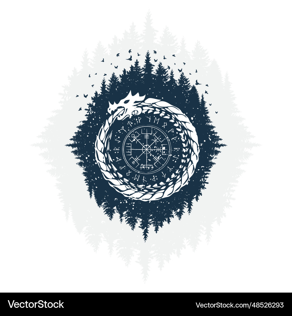 Viking Forest Runes & Compass Royalty Free Vector Image