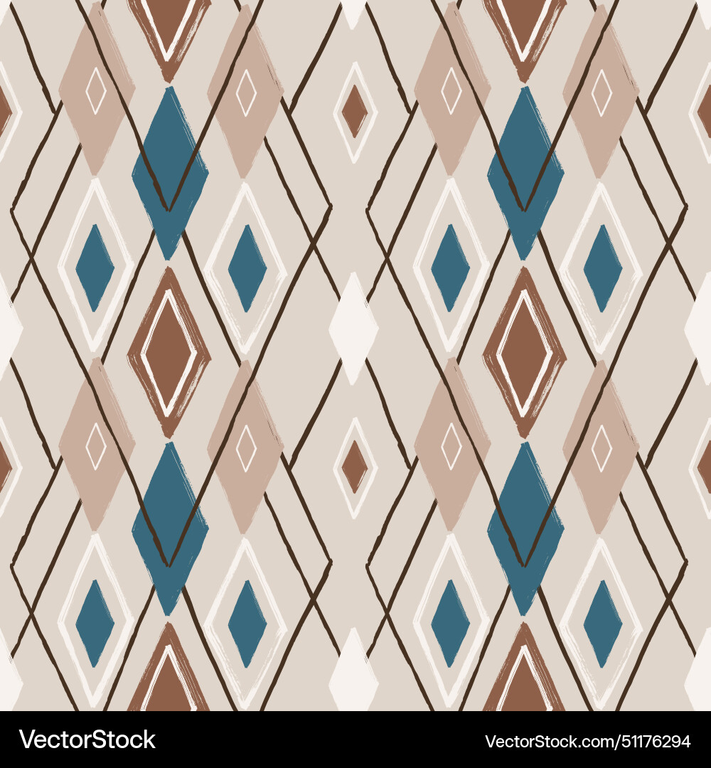 Argyle pattern from brush strokes diamond Vector Image