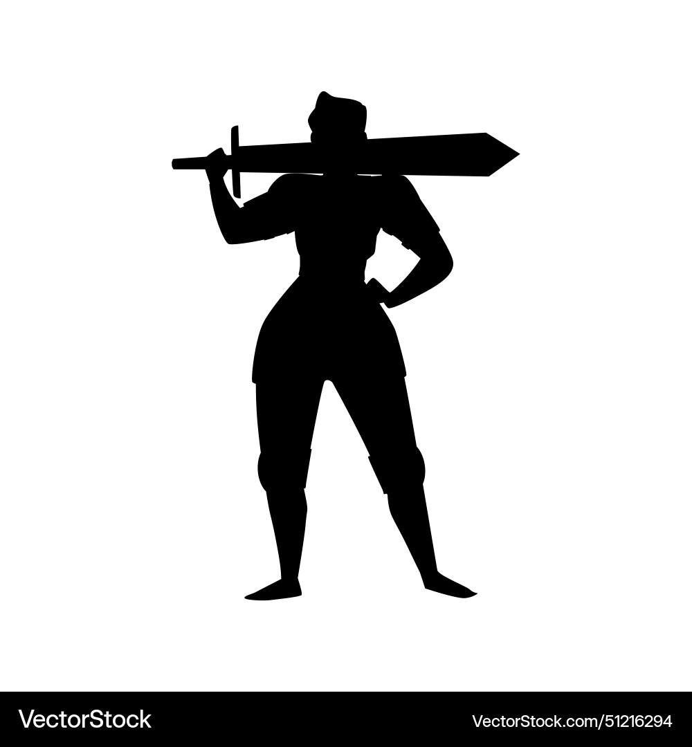 Confident female warrior with sword silhouette Vector Image