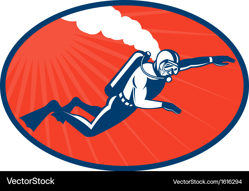 Frogman scuba diver diving Royalty Free Vector Image