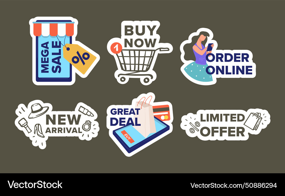 Label design set for online store discount promo Vector Image