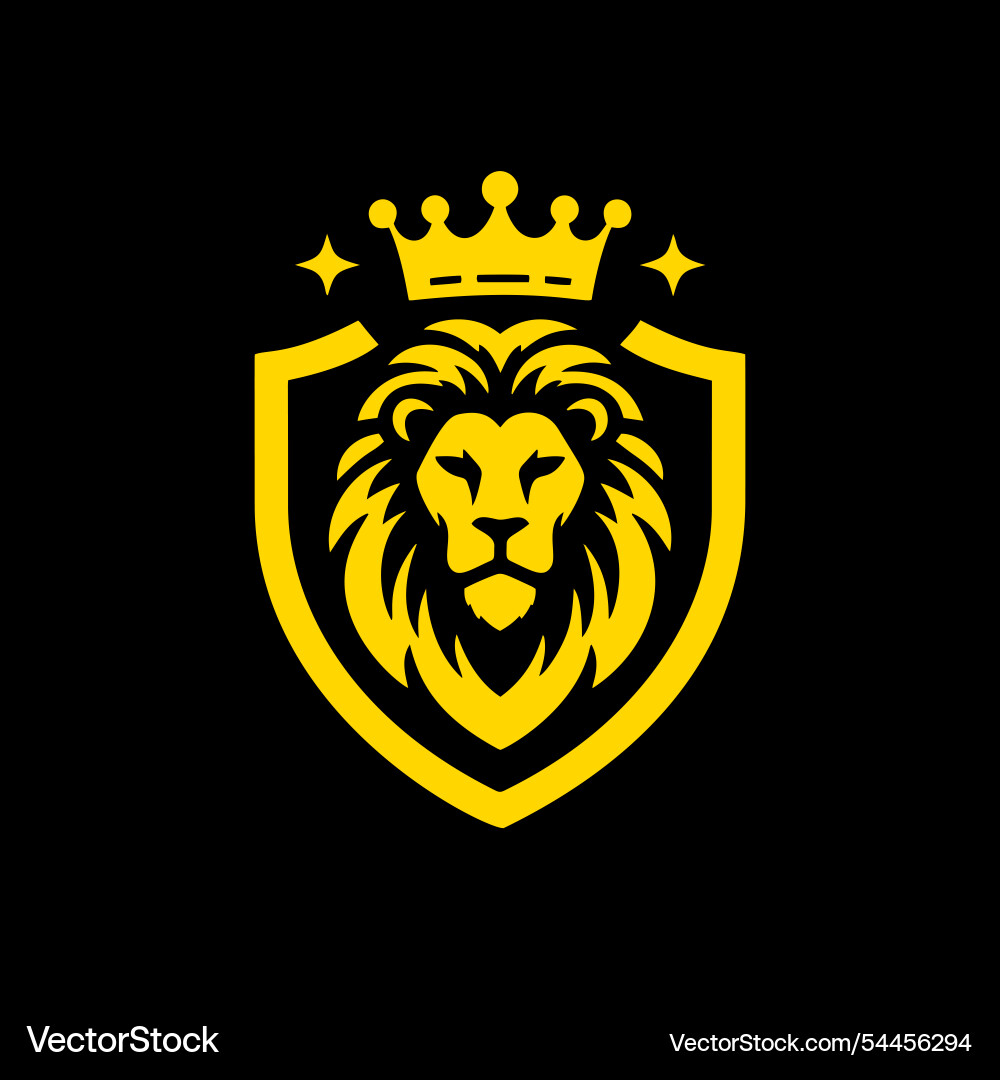 Lion head crowned shield logo Royalty Free Vector Image