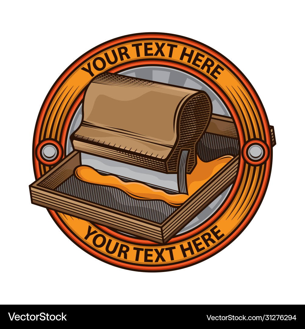 Screen printing tool logo Royalty Free Vector Image