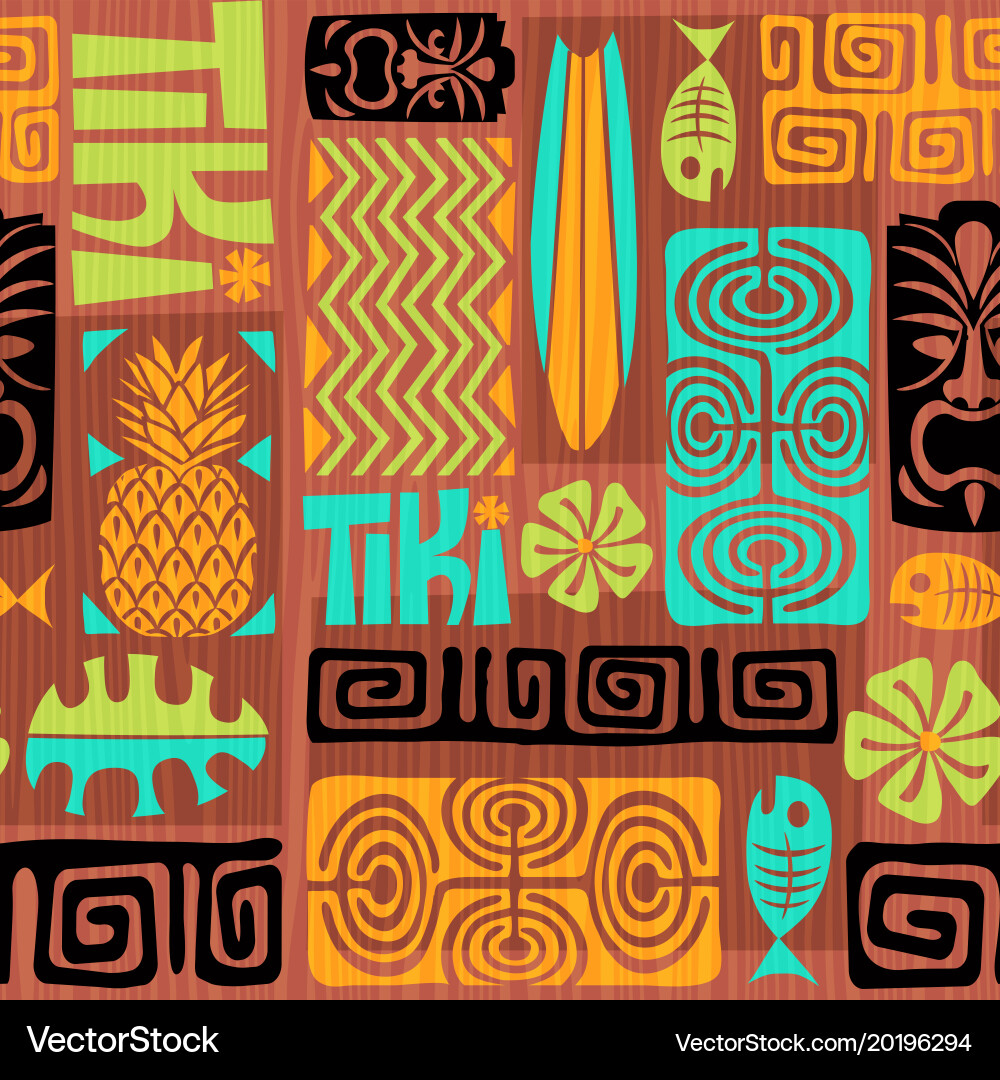 Seamless retro tiki pattern Royalty Free Vector Image