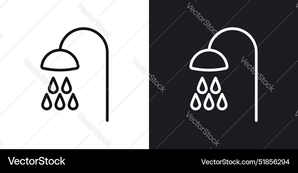 Shower icon set in black and white outlines Vector Image