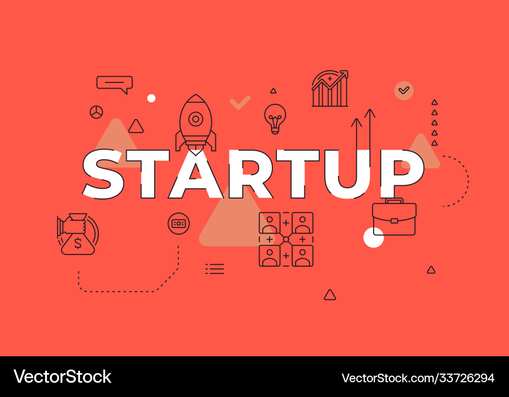 Startup text concept modern flat style Royalty Free Vector