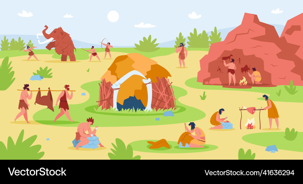 Stone Age Human Life Scene Royalty Free Vector Image