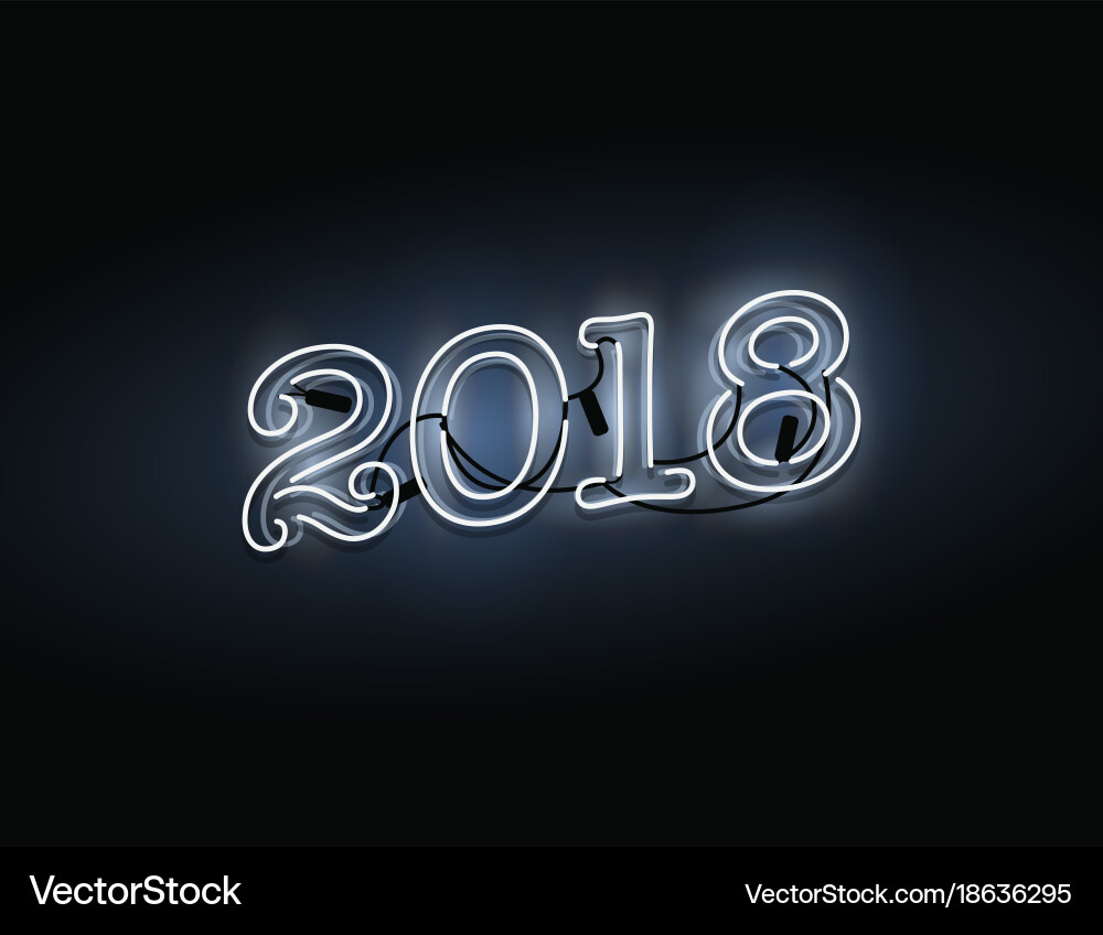 2018 neon sign Royalty Free Vector Image - VectorStock