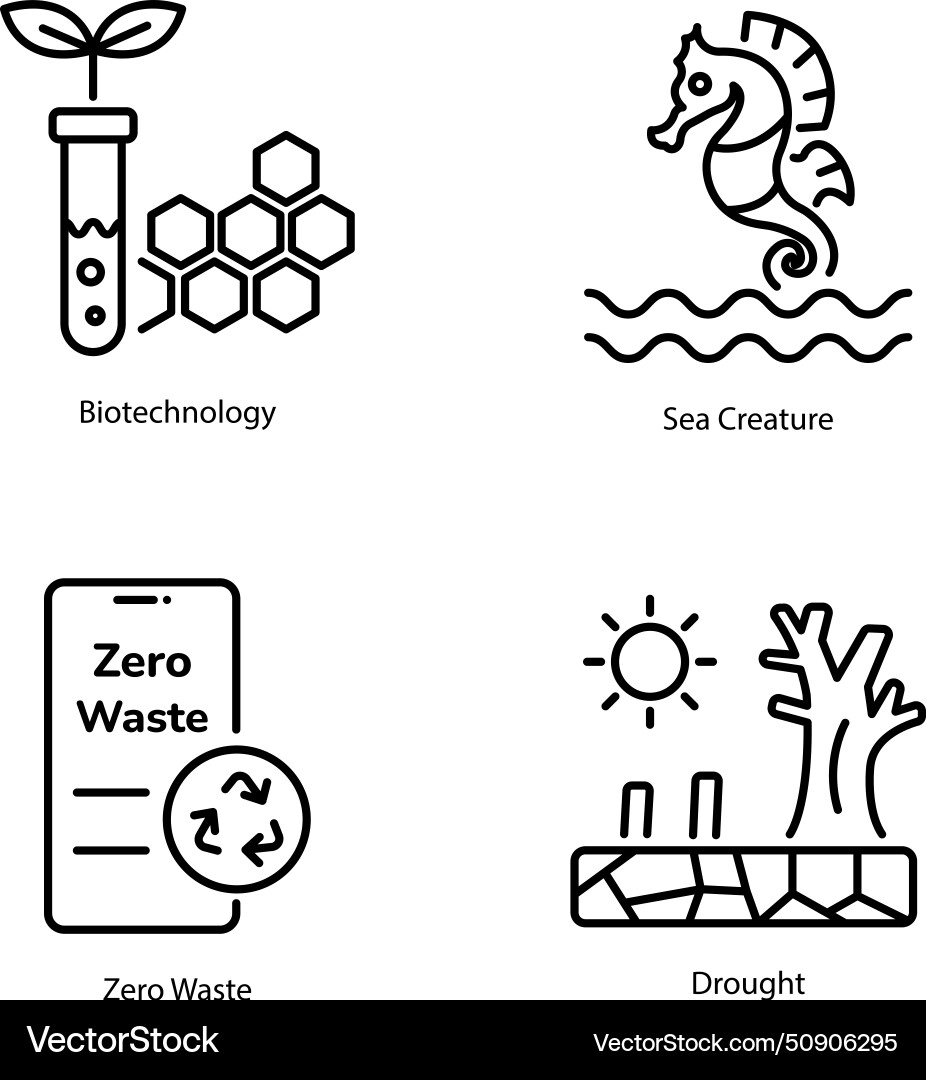 Bundle of eco living linear icons Royalty Free Vector Image