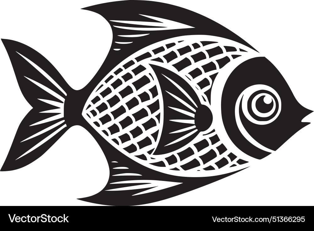 Fish - black and white isolated icon Royalty Free Vector