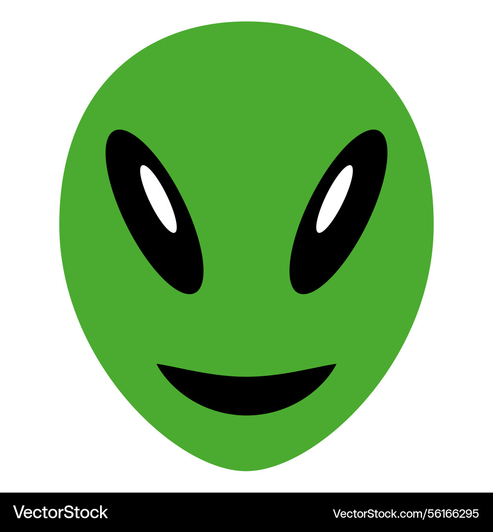 Friendly green alien face with large eyes Vector Image