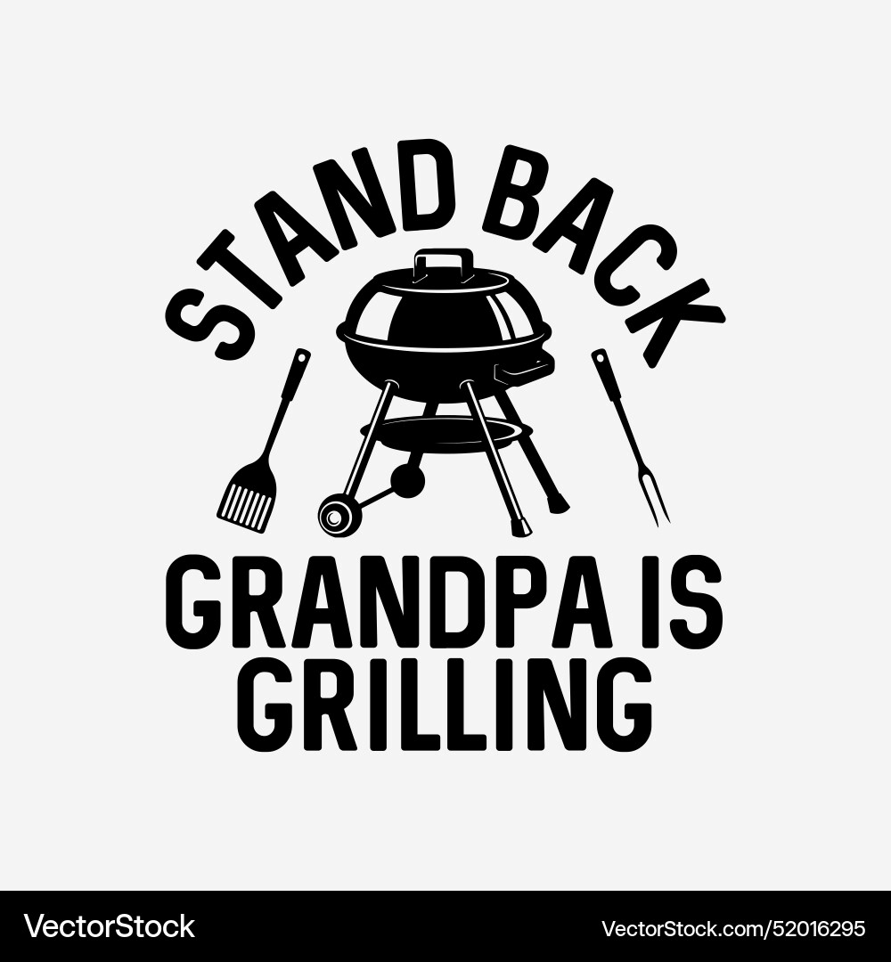 Grandpa is grilling funny kitchen chef Royalty Free Vector