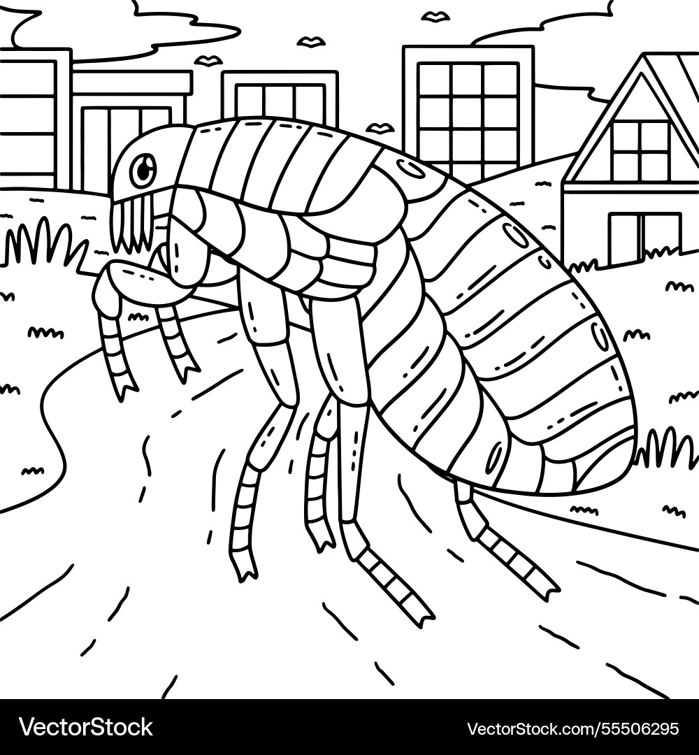Insect flea animal coloring page for kids Vector Image