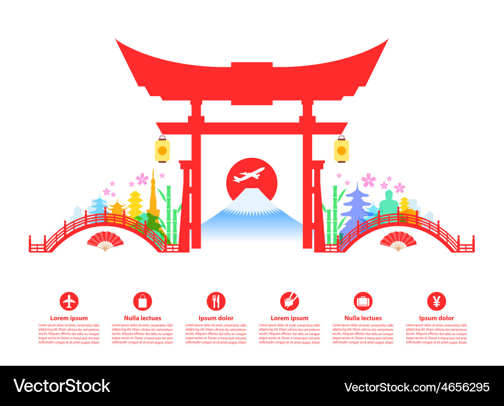 Japan travel landmarks Royalty Free Vector Image