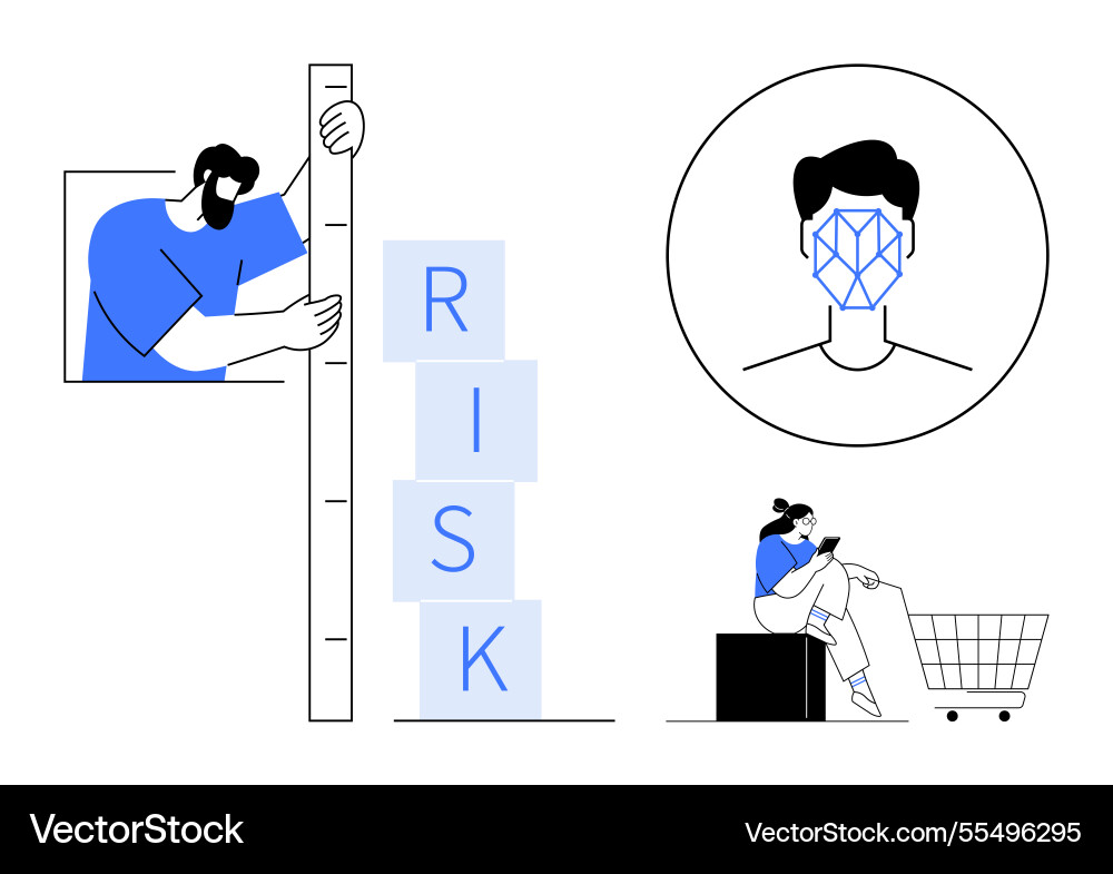 Measuring risk facial recognition and online Vector Image