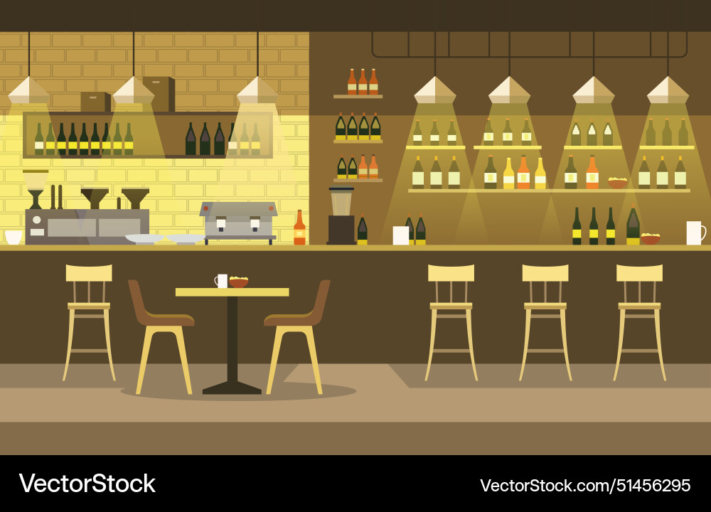 Modern interior landscape in cafe restaurant Vector Image