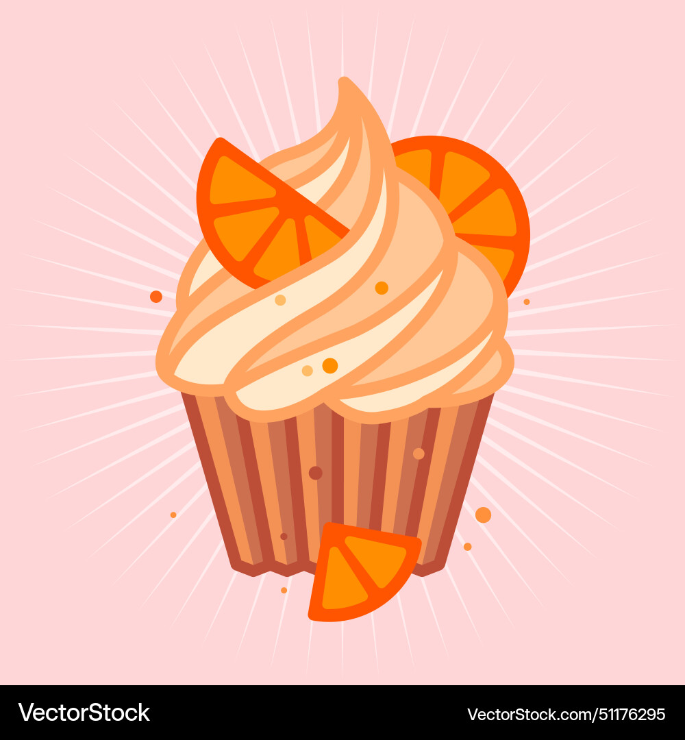 Orange Cupcake Dessert Sweet Food Royalty Free Vector Image