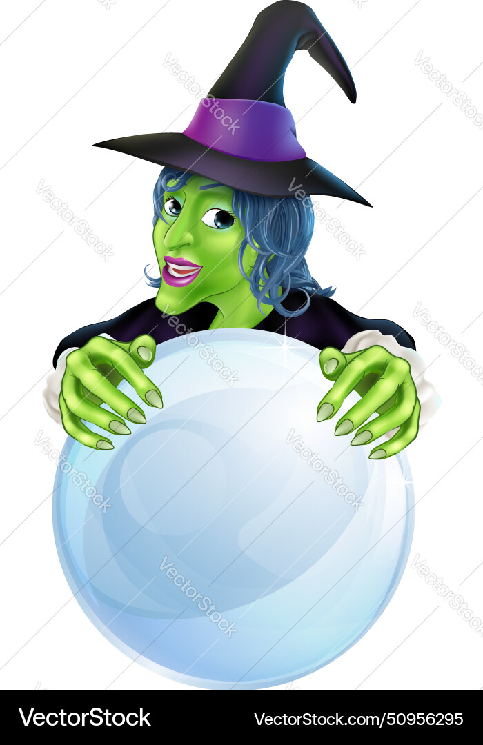 Witch and crystal ball Royalty Free Vector Image
