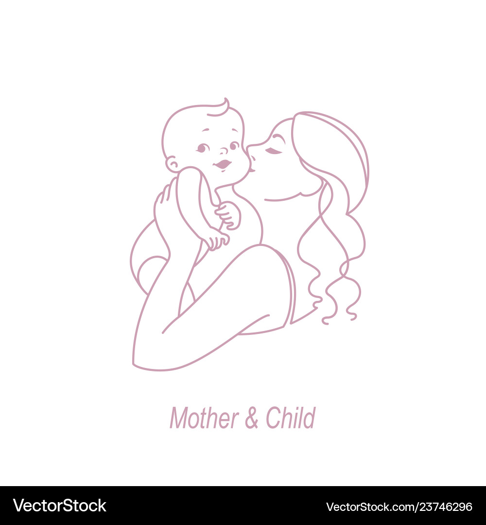 Baby Care Line Art Royalty Free Vector Image - VectorStock