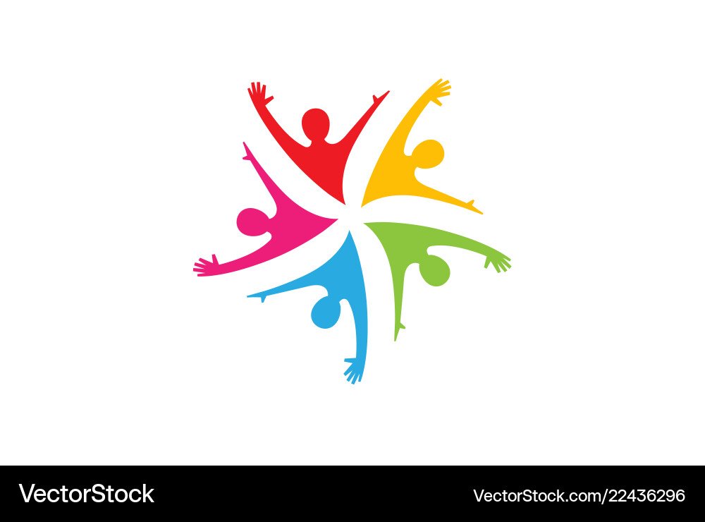 Colorful people group team logo Royalty Free Vector Image