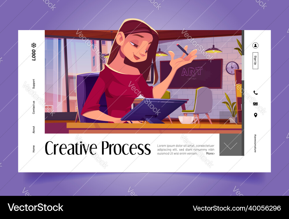Creative process cartoon landing page art project Vector Image